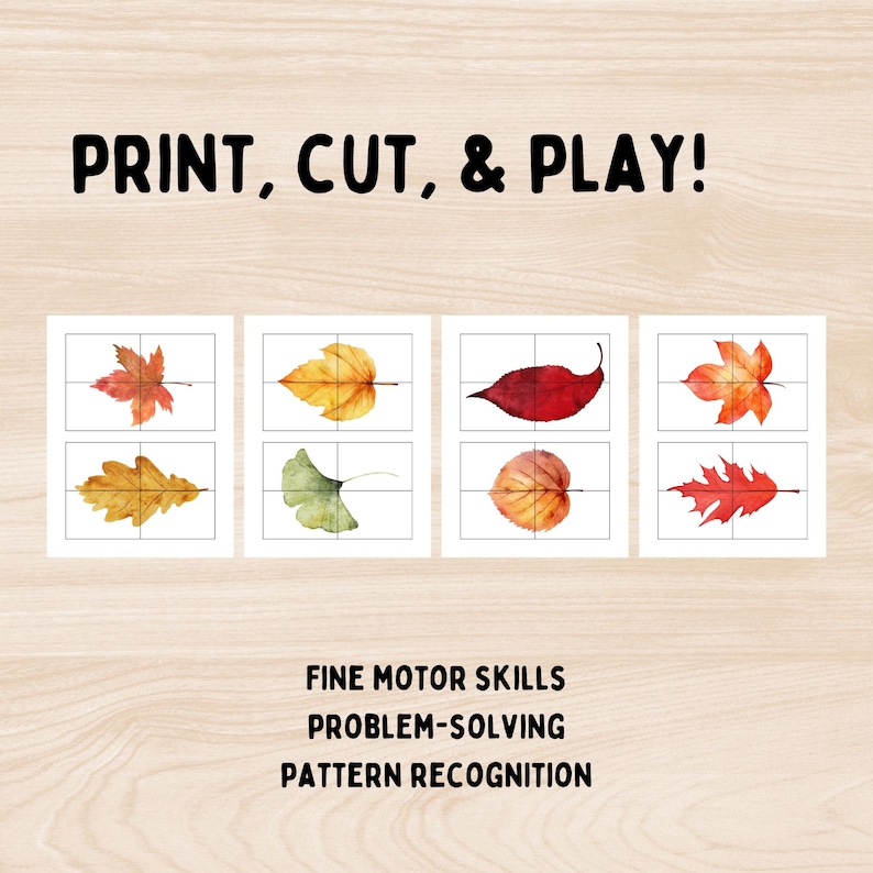 Leaf Puzzle Activity Printable, Preschool Leaf 4 Piece Puzzle Game ...