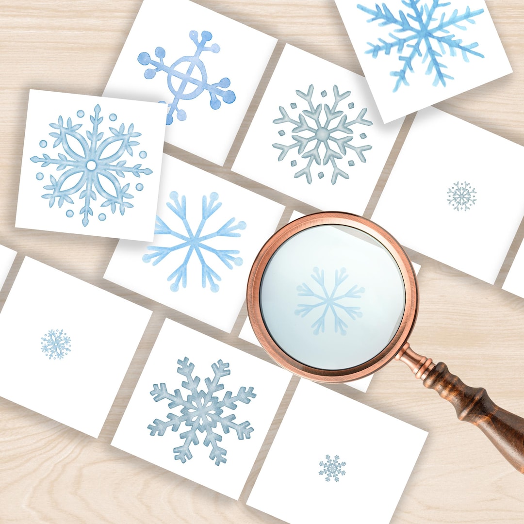 Snowflake Magnifying Glass Matching Activity, Preschool Winter Activity ...