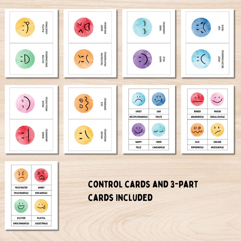 Emotions Flash Cards for Kids, Homeschool Activity, Printable Digital ...