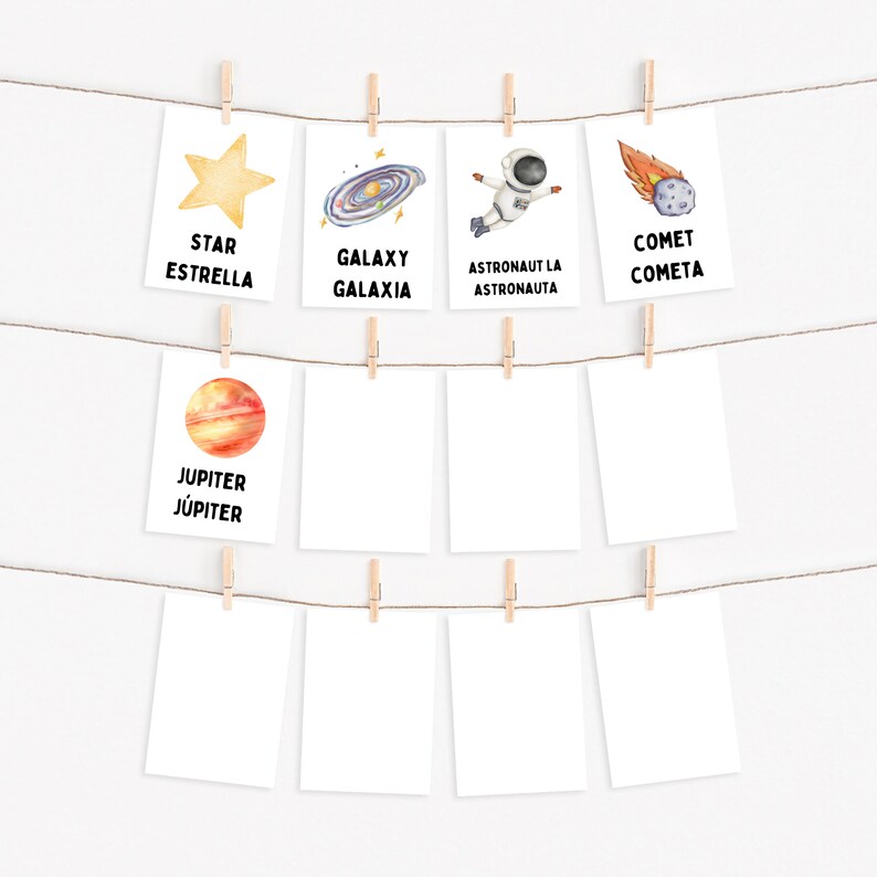 Bilingual Solar System Flash Cards for Space Unit Study, Printable ...