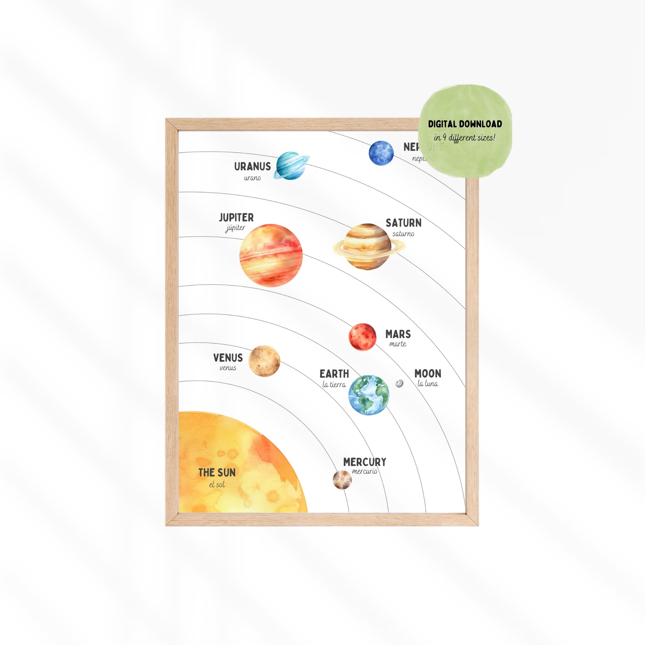Spanish Solar System Printable Poster for Kids Playroom, Classroom, or ...