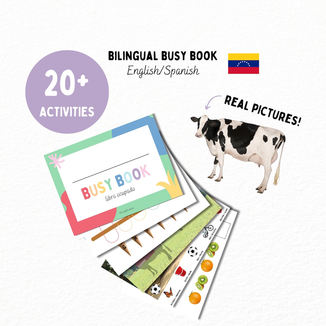 Toddler Busy Book, Bilingual Spanish Busy Book, Learning Binder English ...