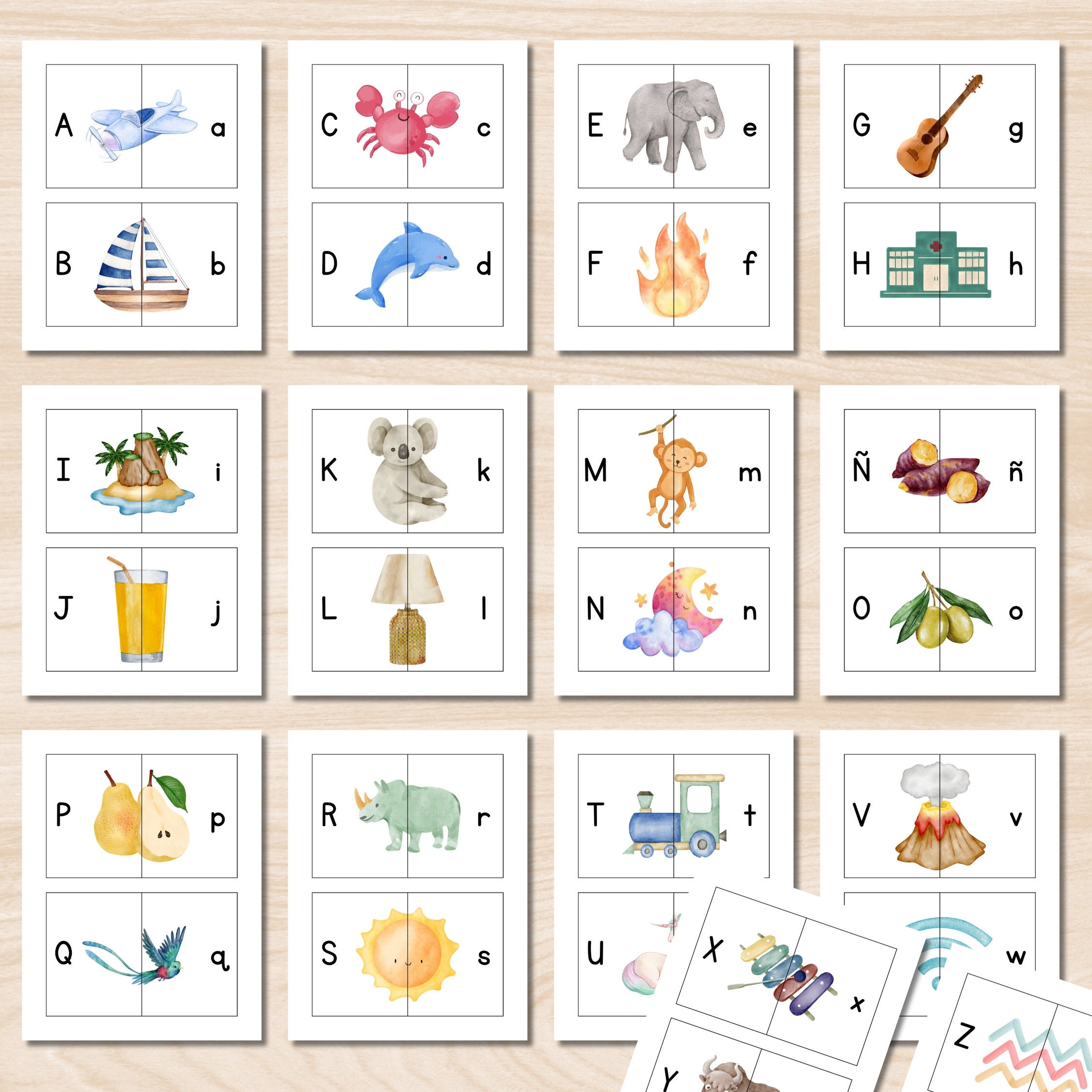 Bilingual Alphabet Puzzles, A-Z 2-part Letter Puzzles Uppercase and ...