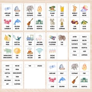 A-Z Bilingual Alphabet Flash Cards, English and Spanish Flash Cards for ...