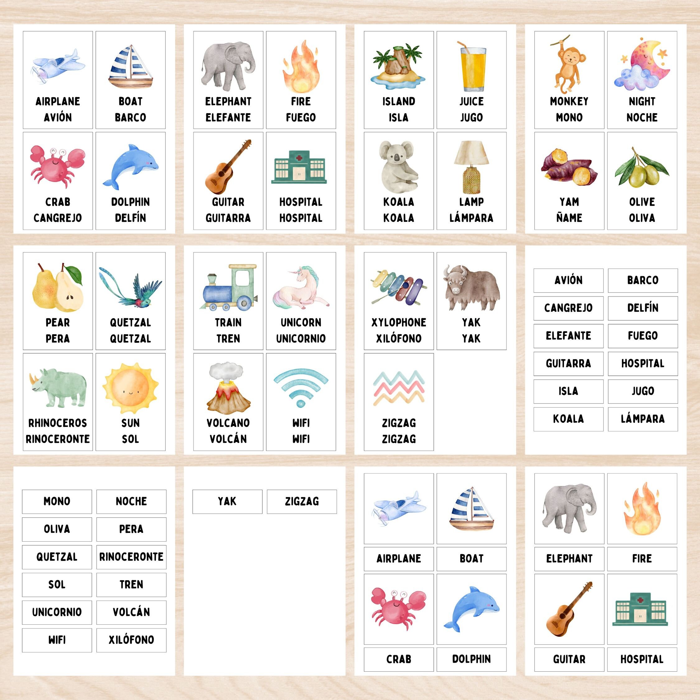 A-Z Bilingual Alphabet Flash Cards, English and Spanish Flash Cards for ...