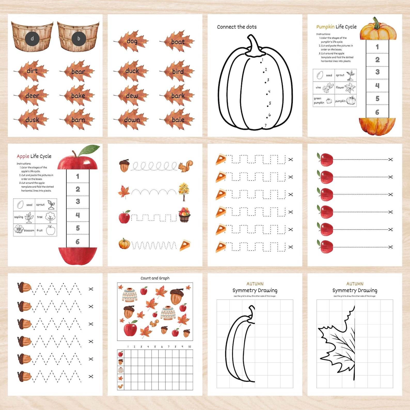 Autumn Preschool Study Unit, Prek Printable Activity Pack for Fall ...