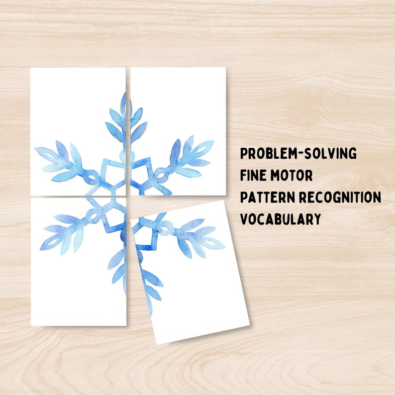 Snowflake Puzzle Activity Printable, Preschool Snowflake 4 Piece Puzzle ...