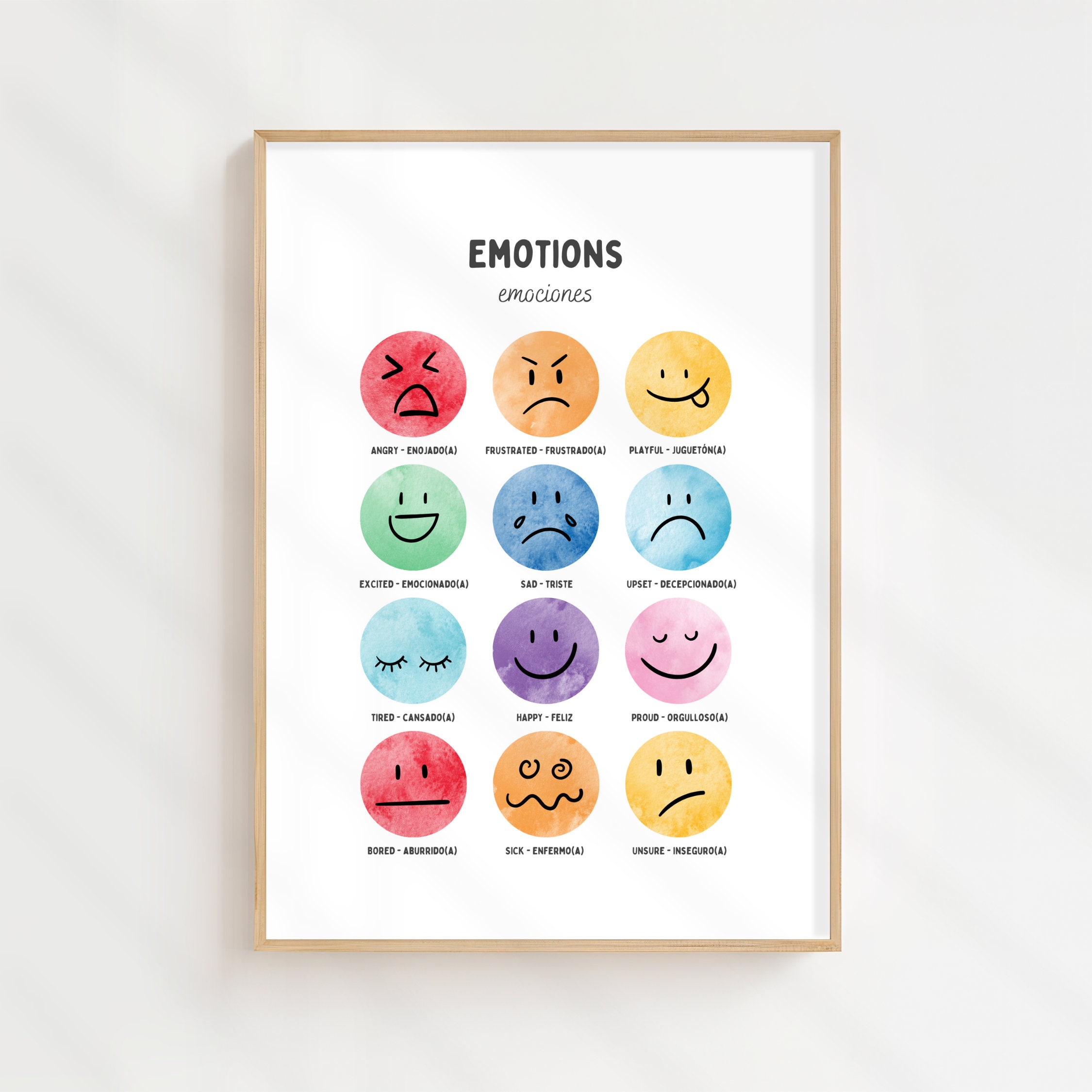 Emotions Poster in Spanish, Calm Corner Poster Bilingual English and ...