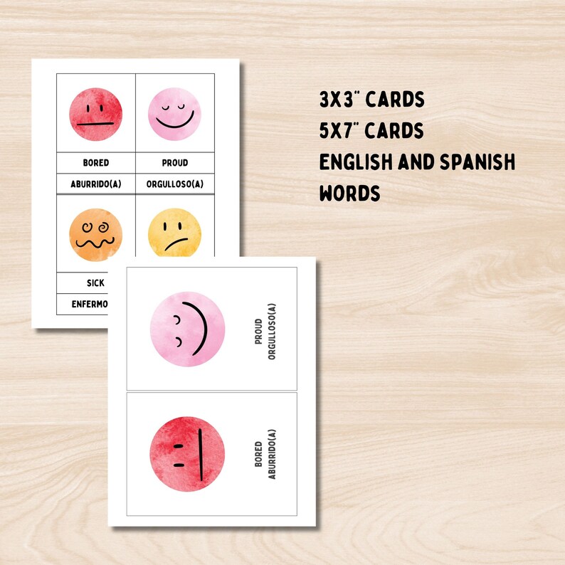 Emotions Flash Cards for Kids, Homeschool Activity, Printable Digital ...