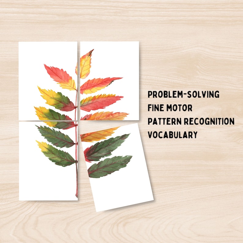 Leaf Puzzle Activity Printable, Preschool Leaf 4 Piece Puzzle Game ...