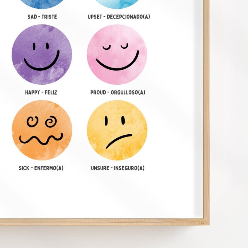 Emotions Poster in Spanish, Calm Corner Poster Bilingual English and ...
