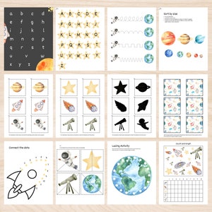 Space Study Unit Activity Bundle, Printable Digital Download, Preschool ...