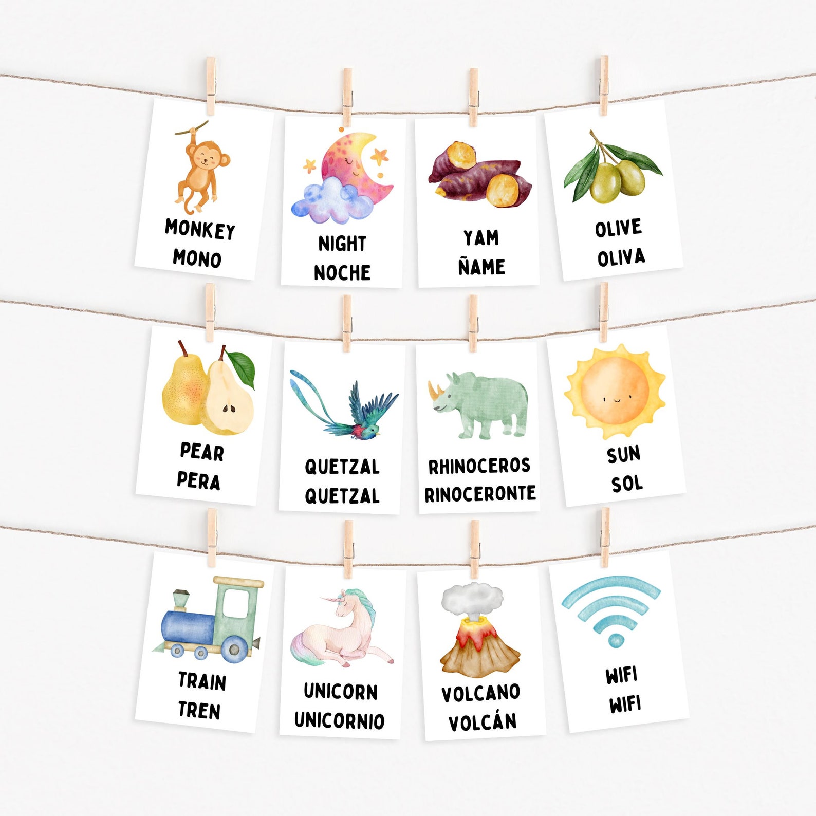 A-Z Bilingual Alphabet Flash Cards, English and Spanish Flash Cards for ...