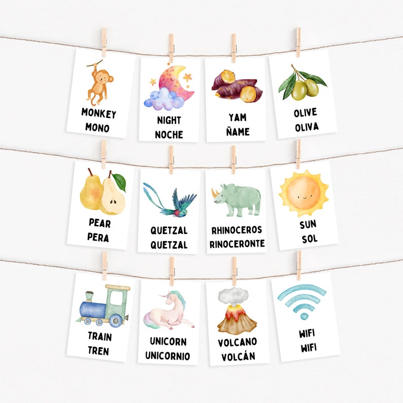 A-Z Bilingual Alphabet Flash Cards, English and Spanish Flash Cards for ...