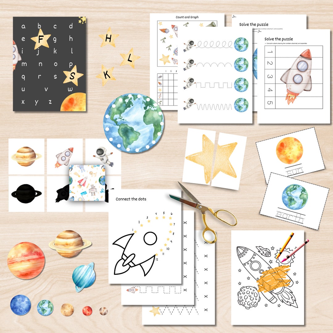 Space Study Unit Activity Bundle, Printable Digital Download, Preschool ...