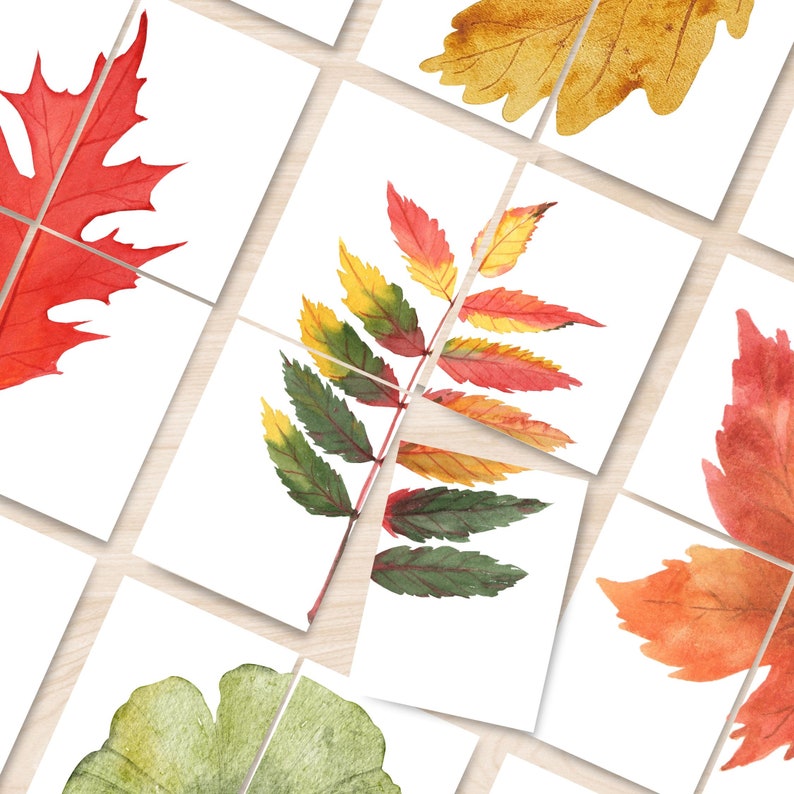 Leaf Puzzle Activity Printable, Preschool Leaf 4 Piece Puzzle Game ...