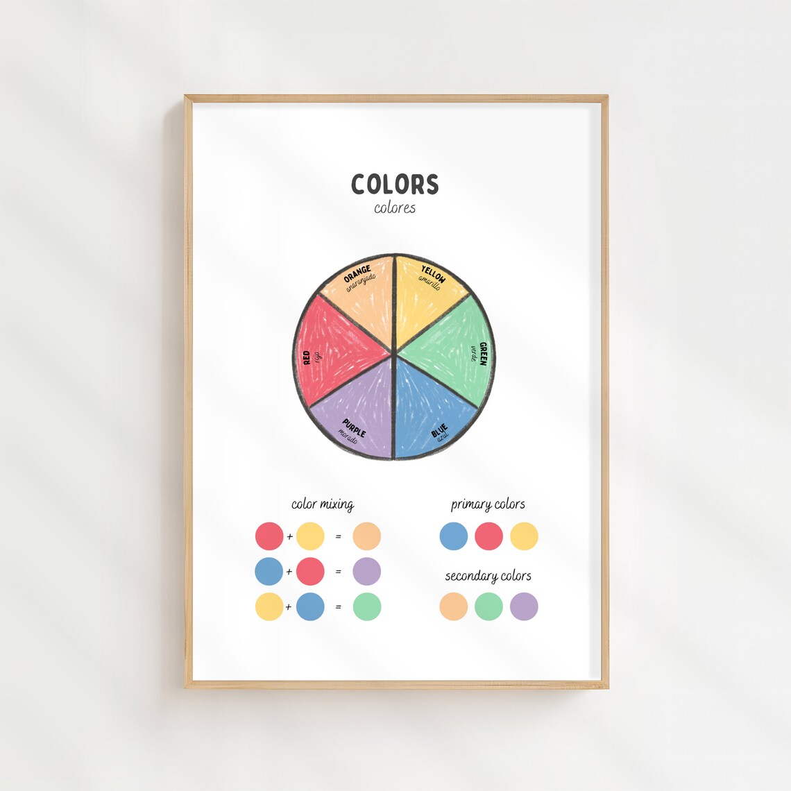 English/spanish Color Wheel Printable Poster for Playroom, Daycare ...