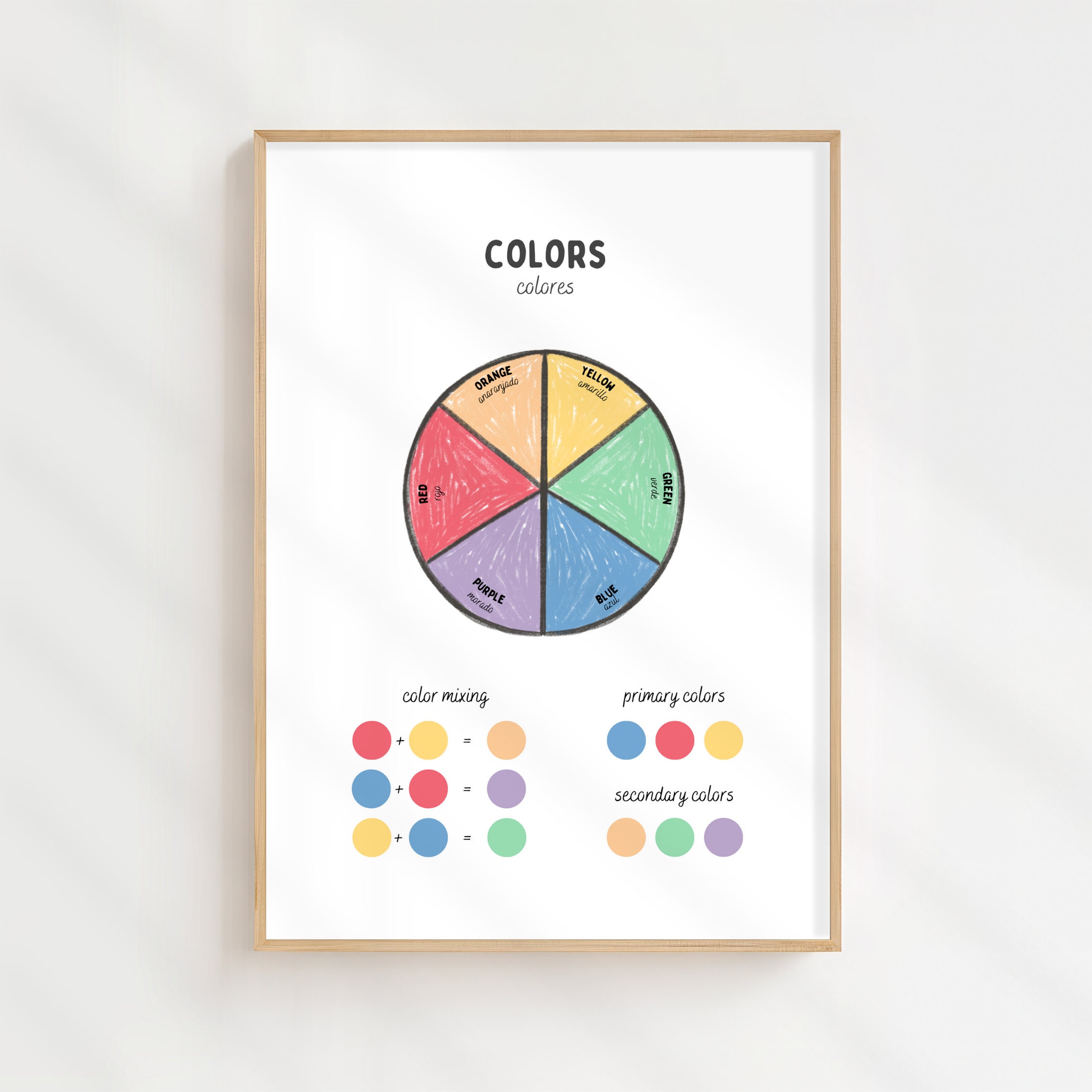 English/spanish Color Wheel Printable Poster for Playroom, Daycare ...