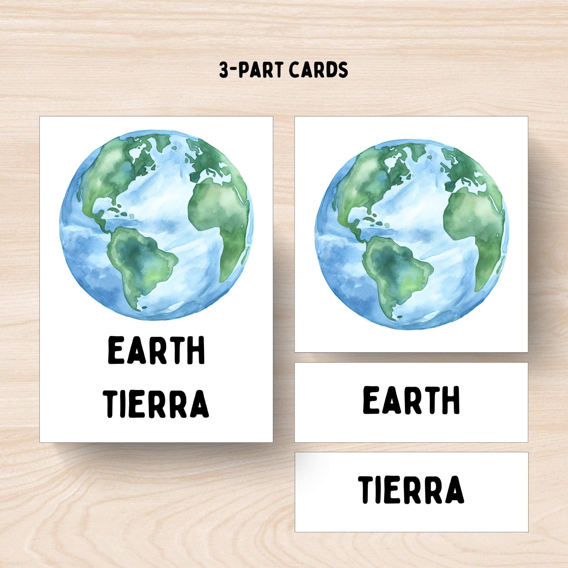Bilingual Solar System Flash Cards for Space Unit Study, Printable ...