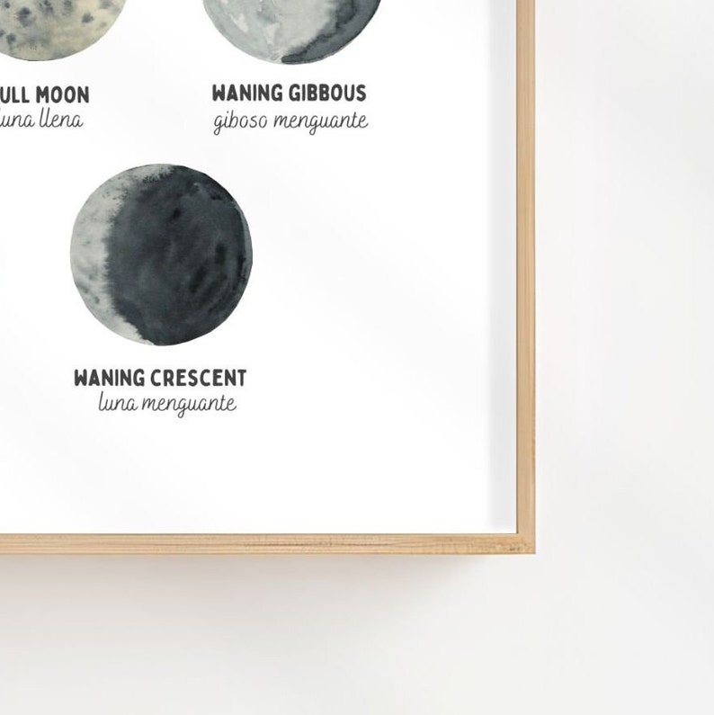 Spanish Moon Phase Educational Printable Poster, Bilingual Spanish ...