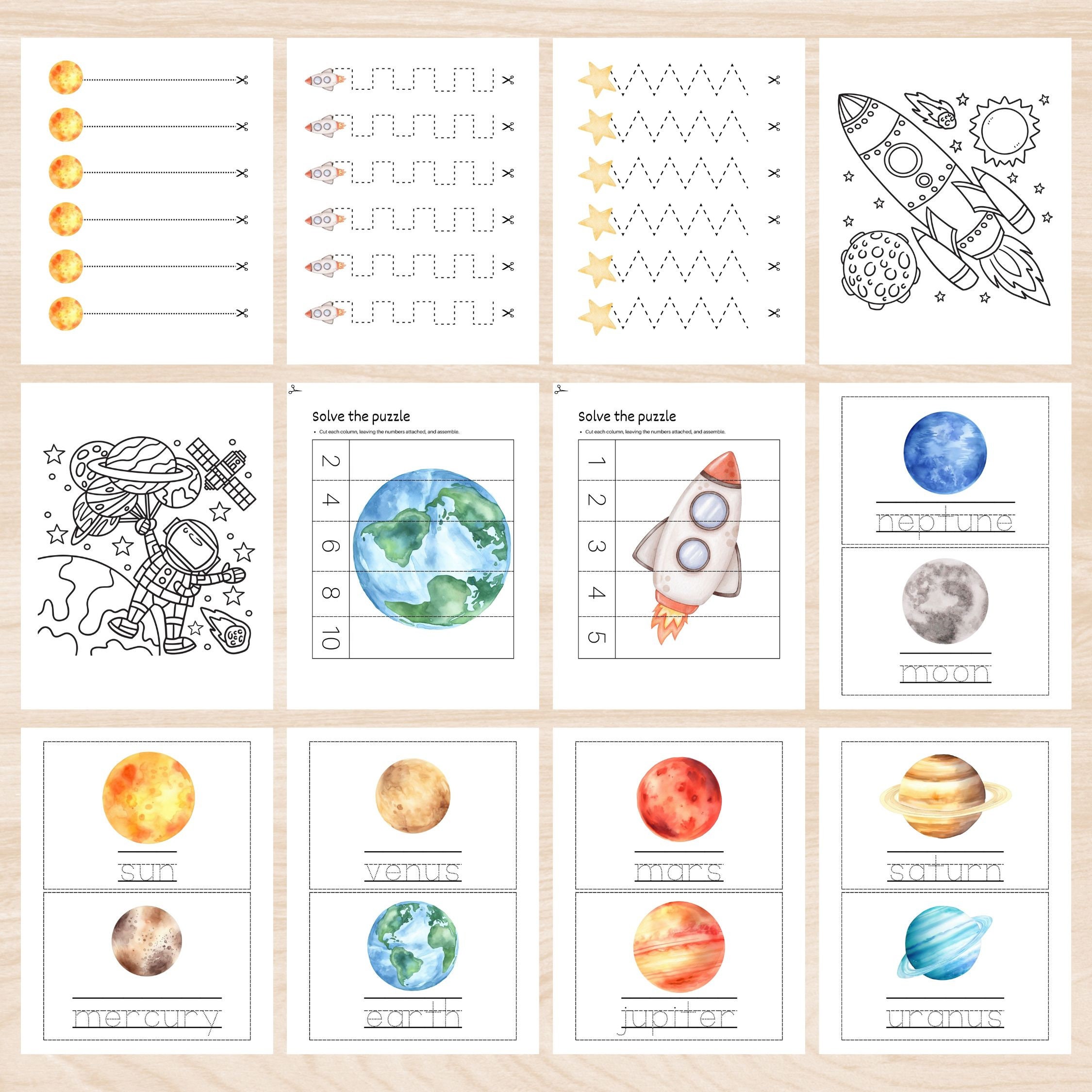 Space Study Unit Activity Bundle, Printable Digital Download, Preschool ...