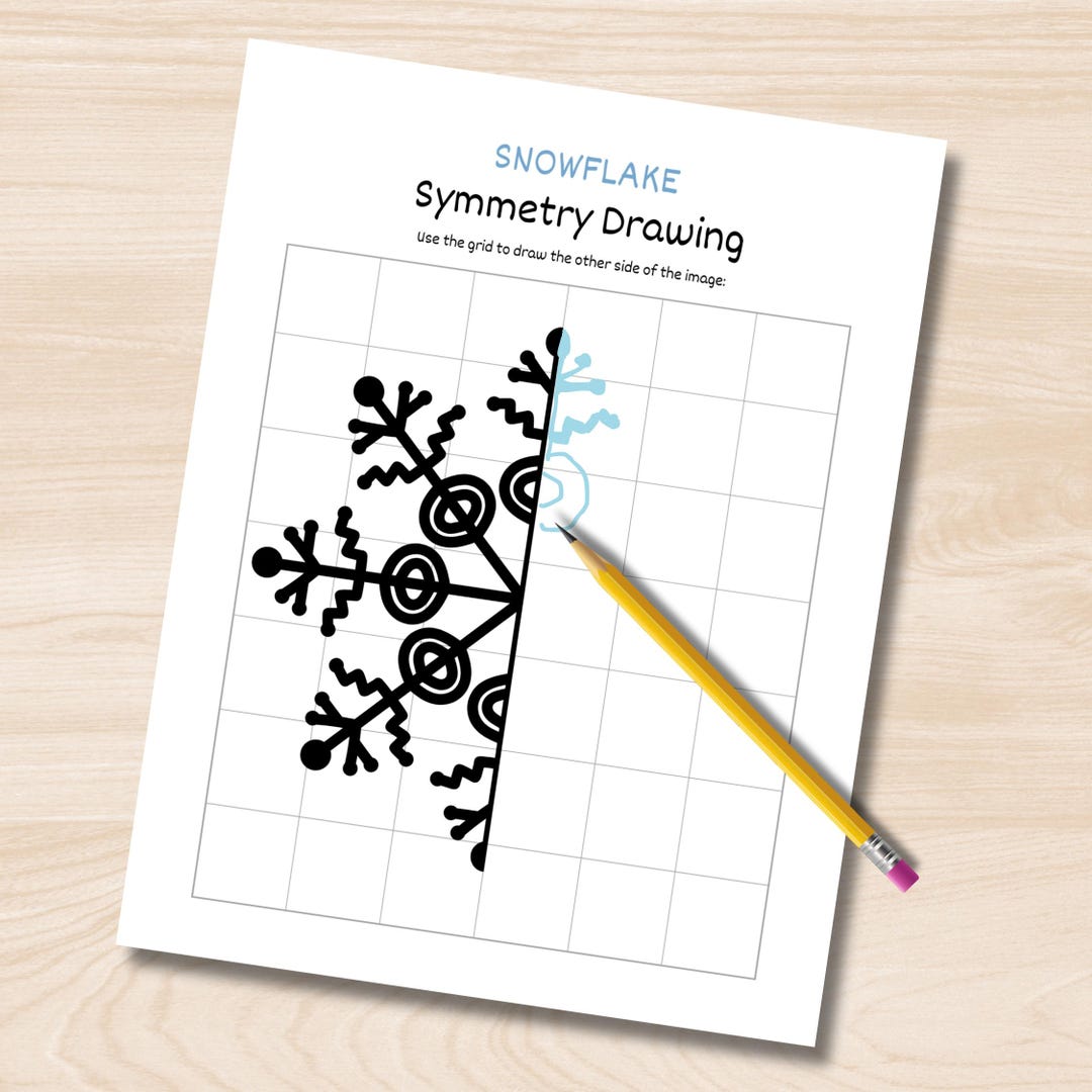 Snowflake Symmetry Printable Activity for Prek, Pre-writing Skills ...