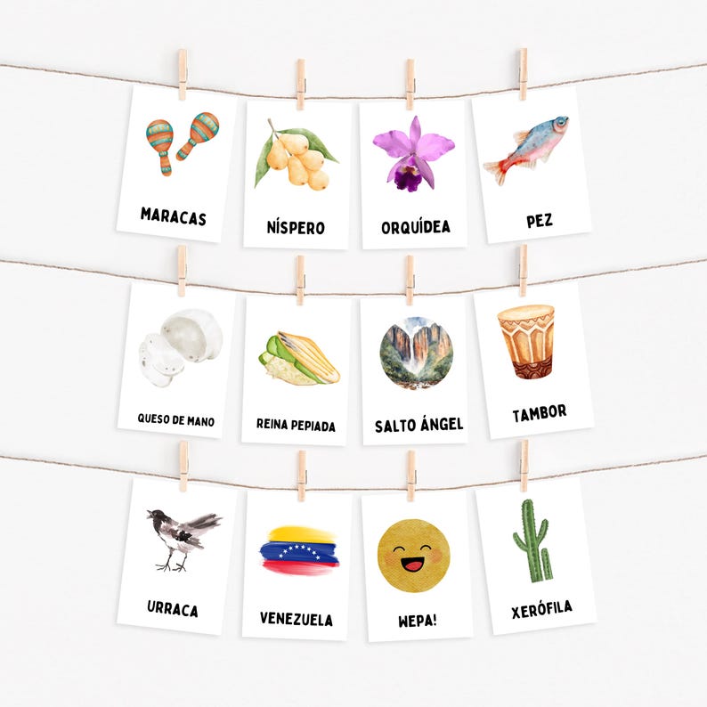 Venezuela Flash Cards for Preschool Kids Printable Digital Download ...