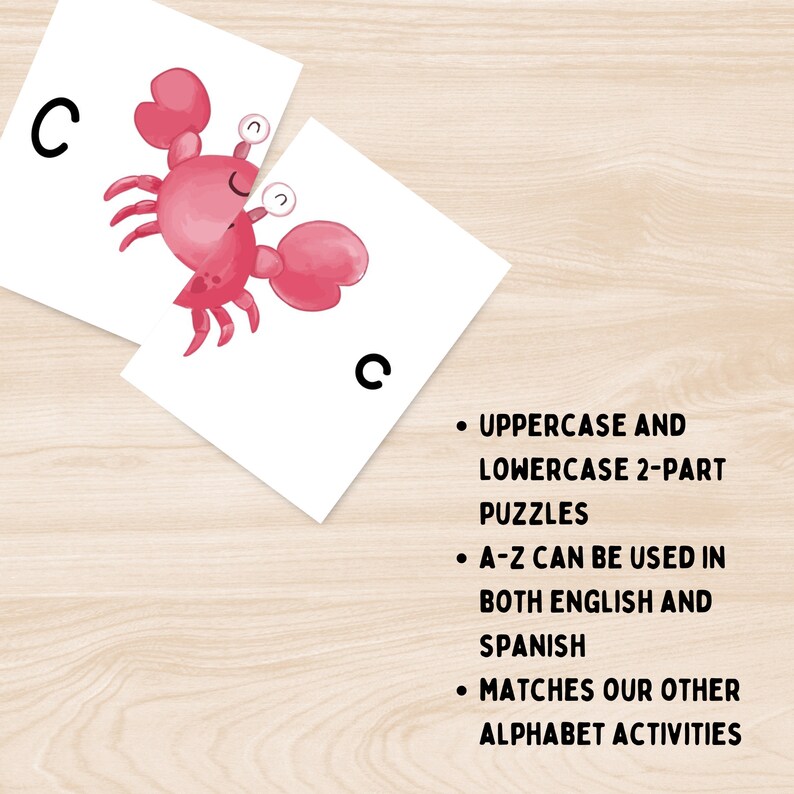 Bilingual Alphabet Puzzles, A-Z 2-part Letter Puzzles Uppercase and ...