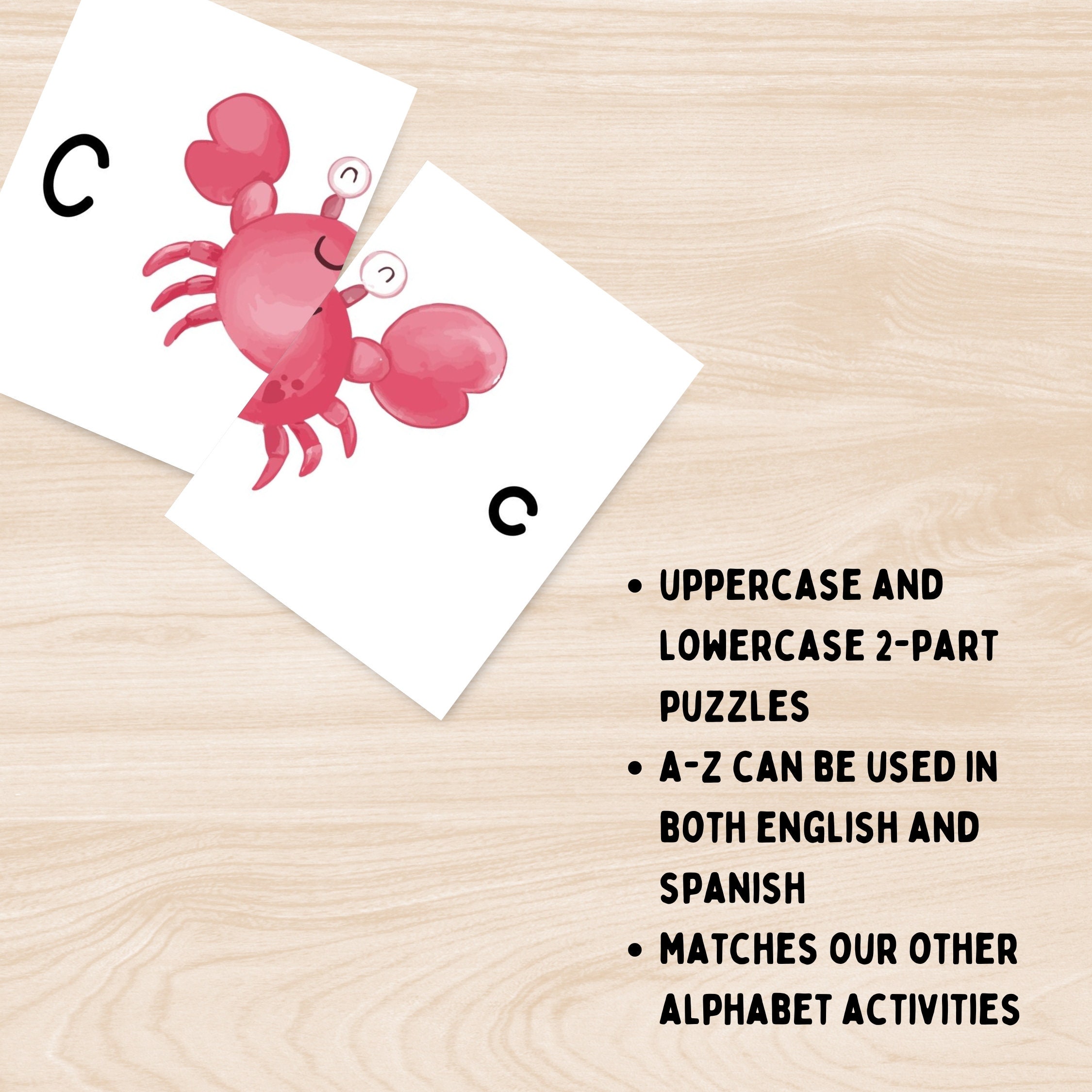 Bilingual Alphabet Puzzles, A-Z 2-part Letter Puzzles Uppercase and ...