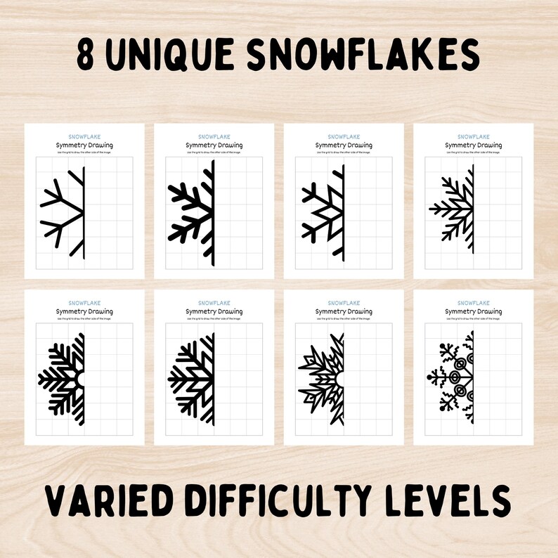 Snowflake Symmetry Printable Activity for Prek, Pre-writing Skills ...