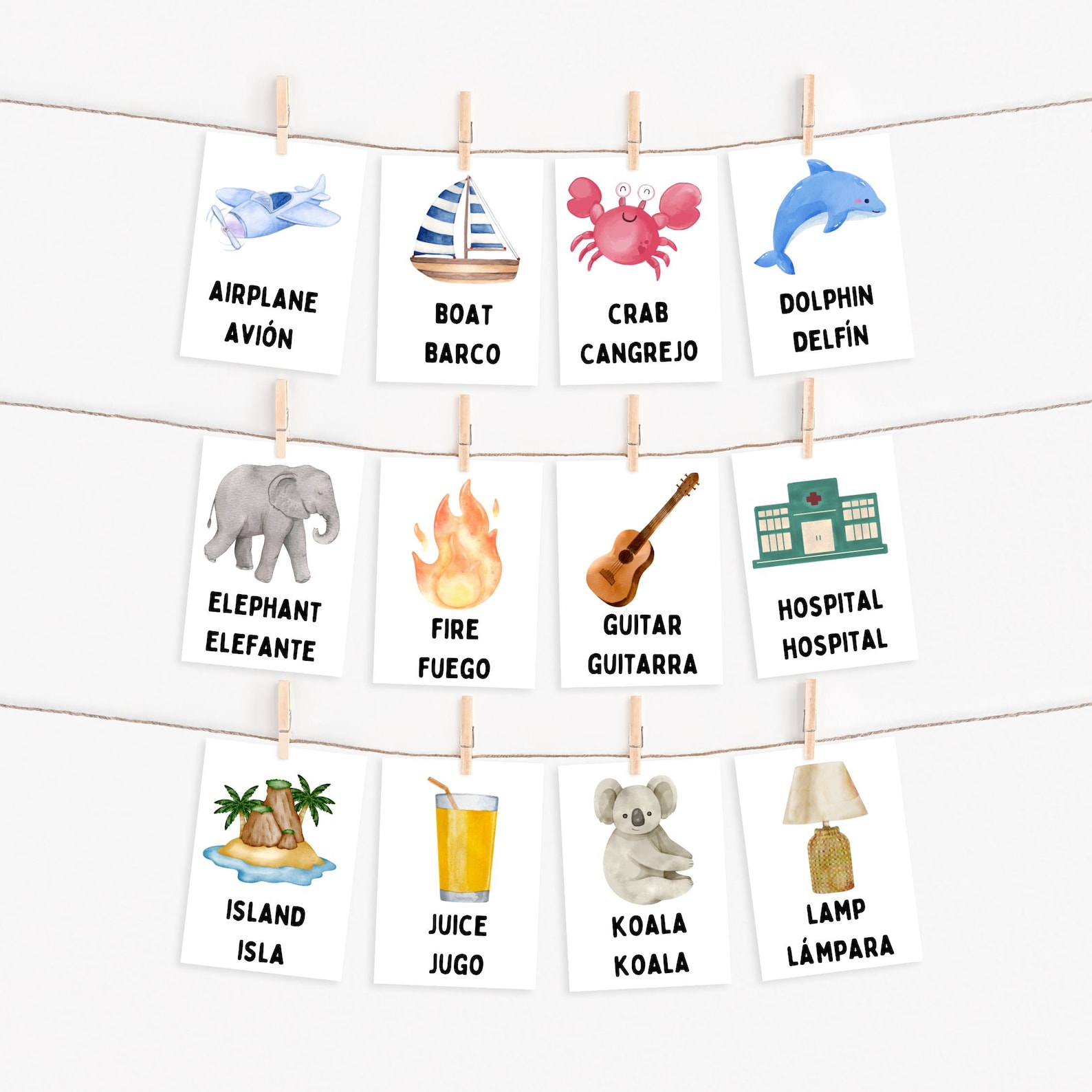 A-Z Bilingual Alphabet Flash Cards, English and Spanish Flash Cards for ...