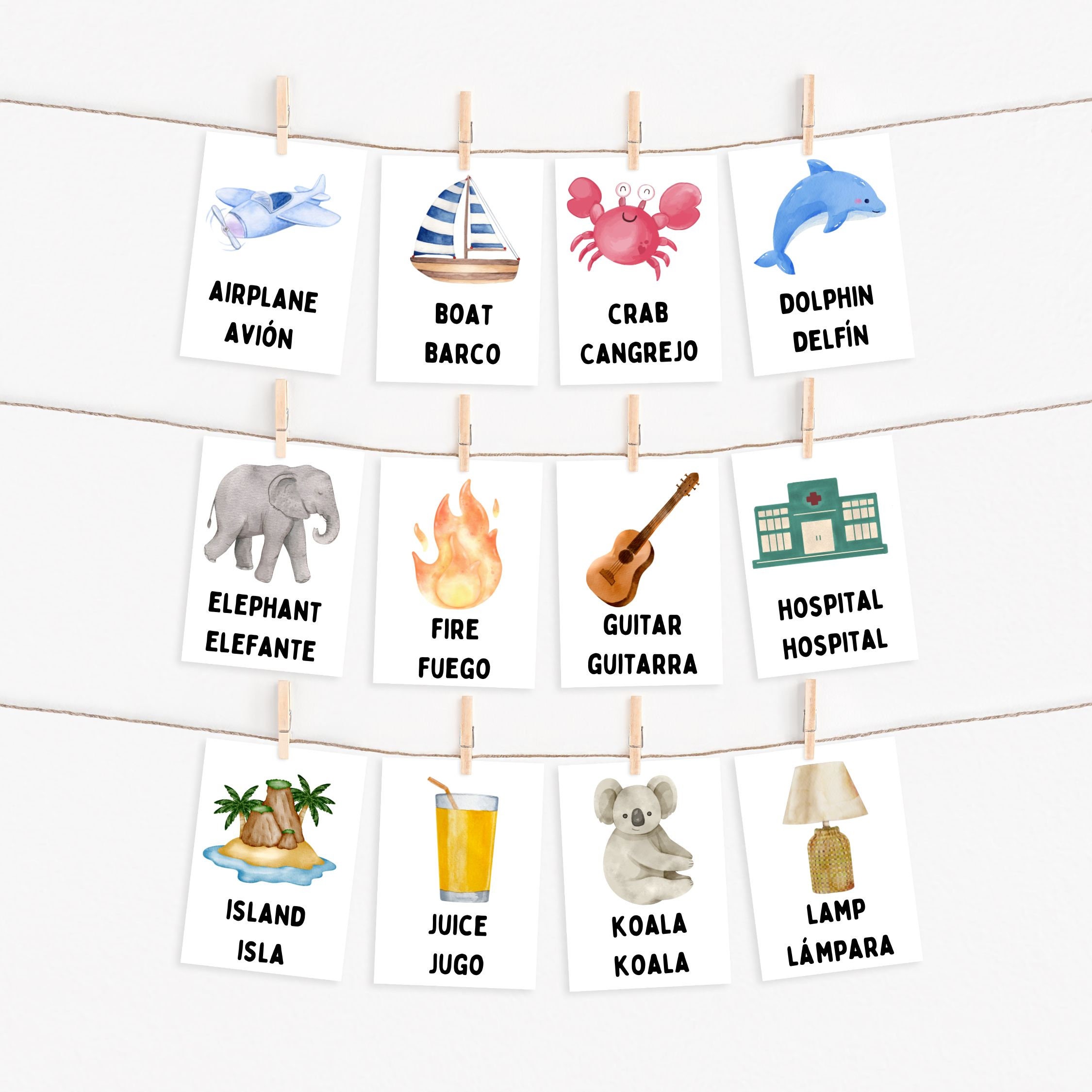 A-Z Bilingual Alphabet Flash Cards, English and Spanish Flash Cards for ...