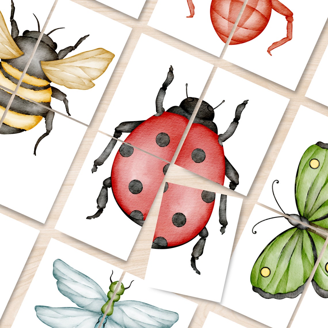 Insect Puzzle Activity Printable, Preschool Insect 4 Piece Puzzle Game ...