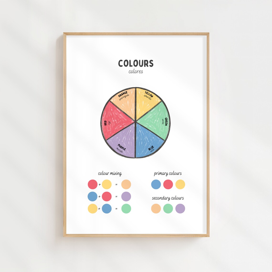 English/spanish Color Wheel Printable Poster for Playroom, Daycare ...