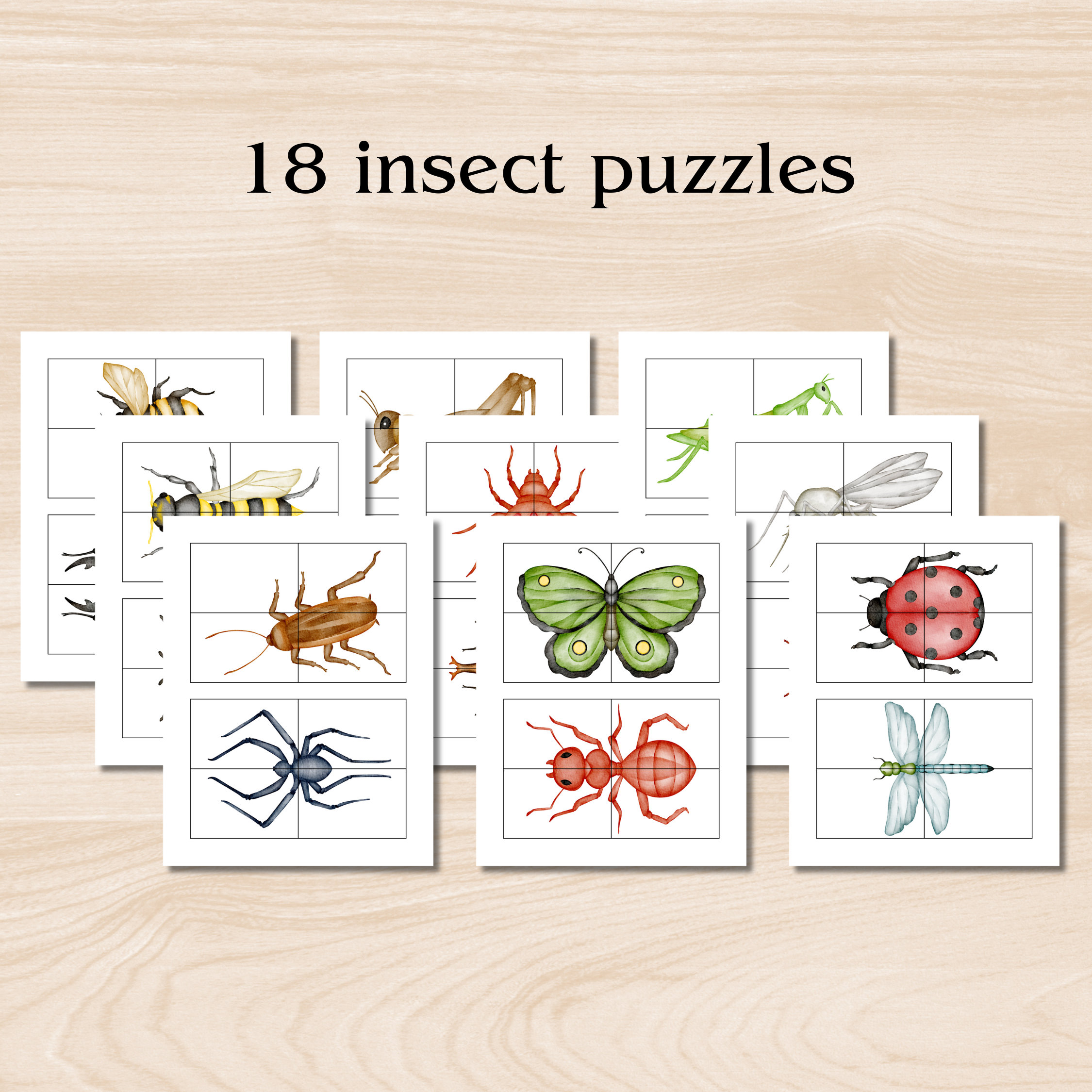 Insect Puzzle Activity Printable, Preschool Insect 4 Piece Puzzle Game ...