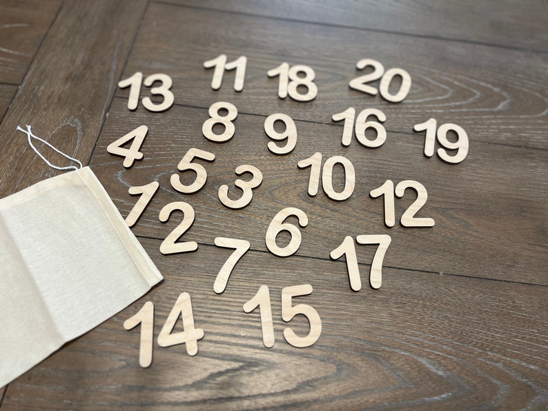 Wooden WHITE or NATURAL Numbers Set • Wood Numbers & Movable Numbers ...