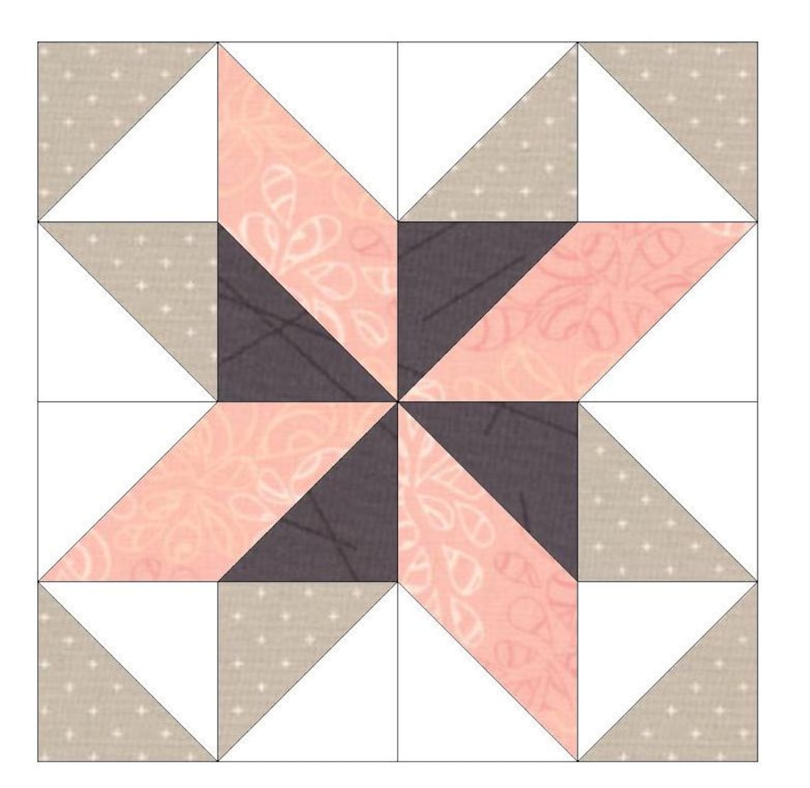 FPP Sewing Pattern - Pinwheel Star, Star, Quilt Block Pattern, Beginner ...