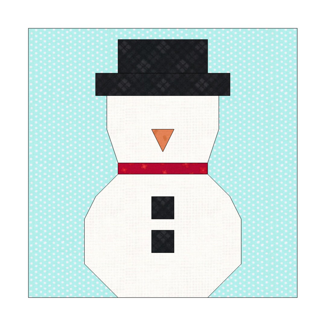 FPP Sewing Pattern - SNOWMAN, Quilt Block Pattern, Beginner Quilt Block ...