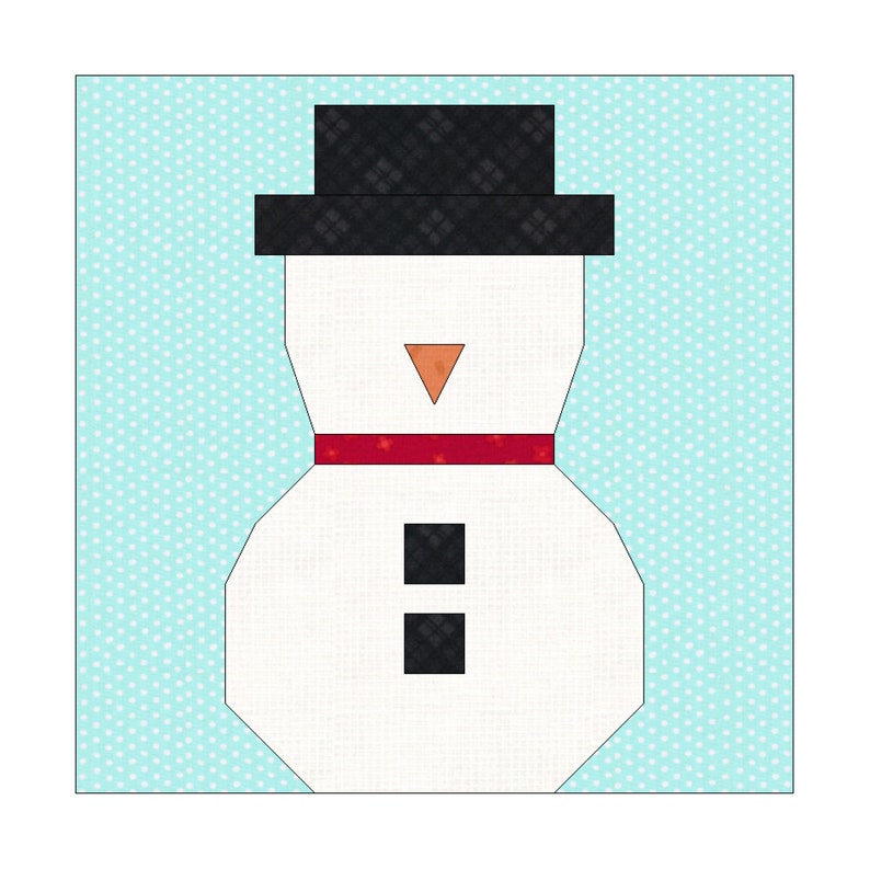FPP Sewing Pattern - SNOWMAN, Quilt Block Pattern, Beginner Quilt Block ...