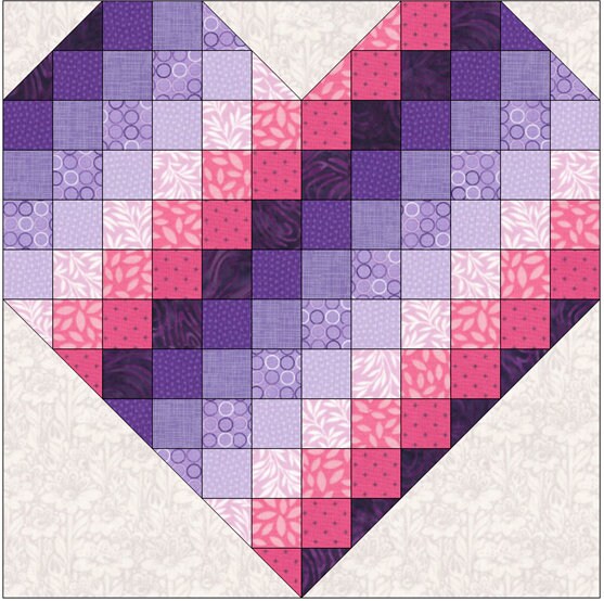 Cascade Heart Quilt Block Sewing Pattern - PDF, Pattern Download, Quilt ...