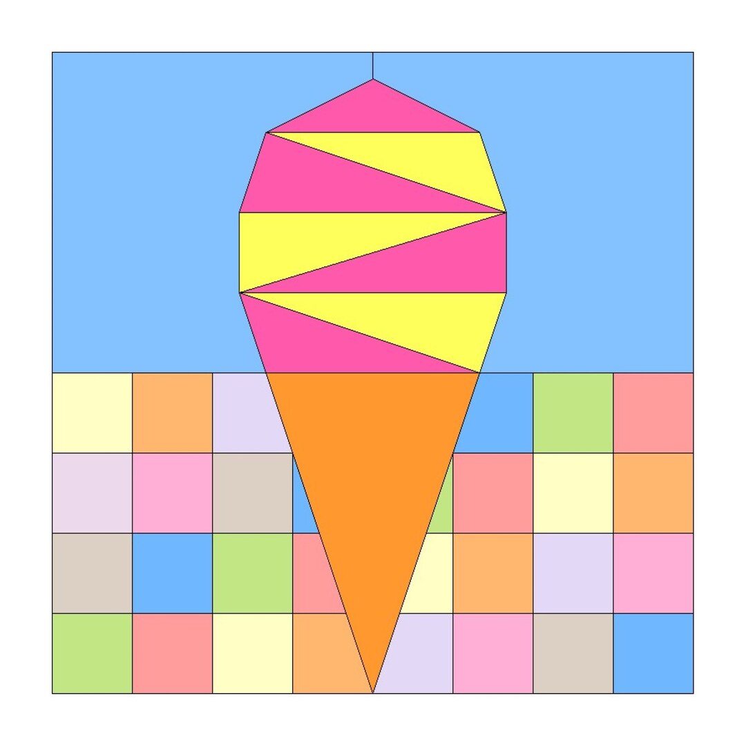 Ice Cream Quilt Block Sewing Pattern PDF, Download, Quilt, Instant ...