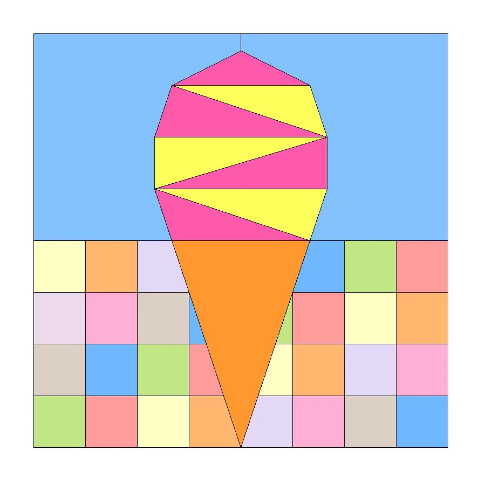 Ice Cream Quilt Block Sewing Pattern PDF Download Quilt - Etsy