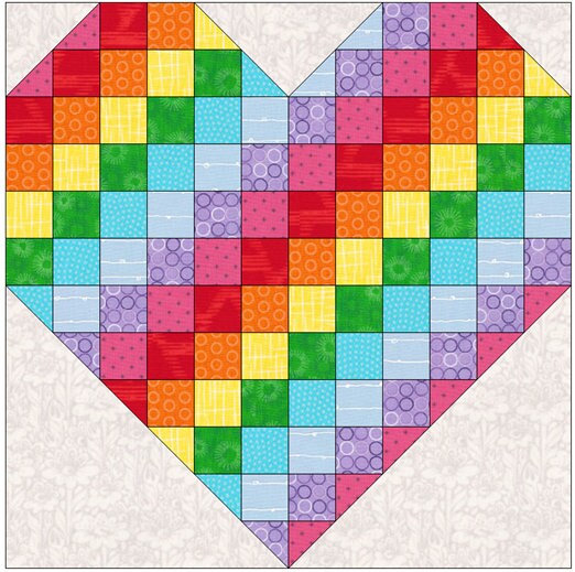 Cascade Heart Quilt Block Sewing Pattern PDF Pattern - Etsy