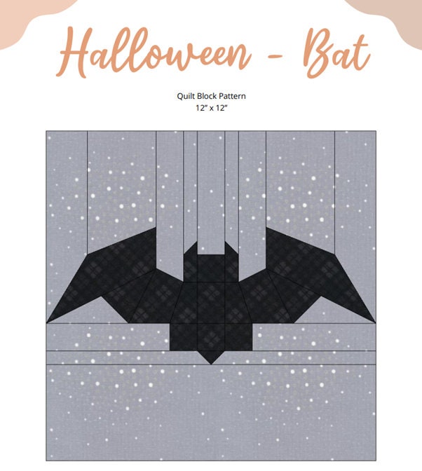 Halloween Bat Quilt Block Sewing Pattern - PDF, Pattern Download, Quilt ...