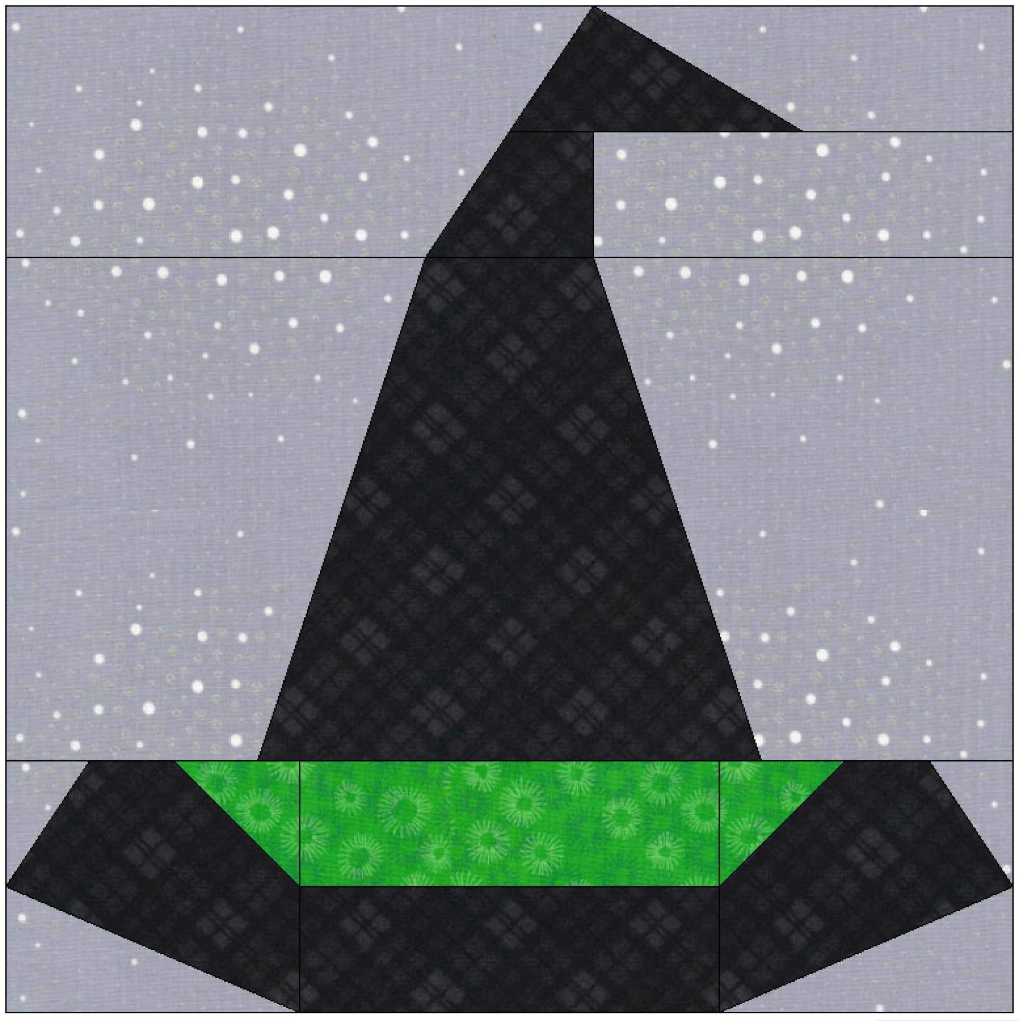 Halloween Witches Hat Quilt Block Sewing Pattern - PDF, Pattern ...