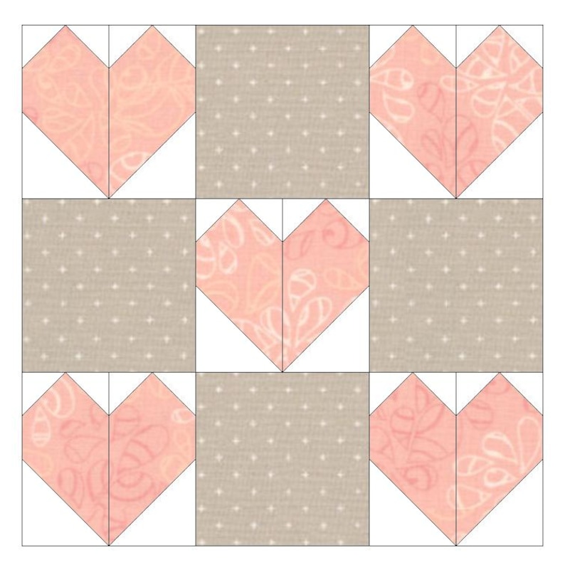 FPP Sewing Pattern - Valentine's Hearts, Hearts, Quilt Block Pattern ...