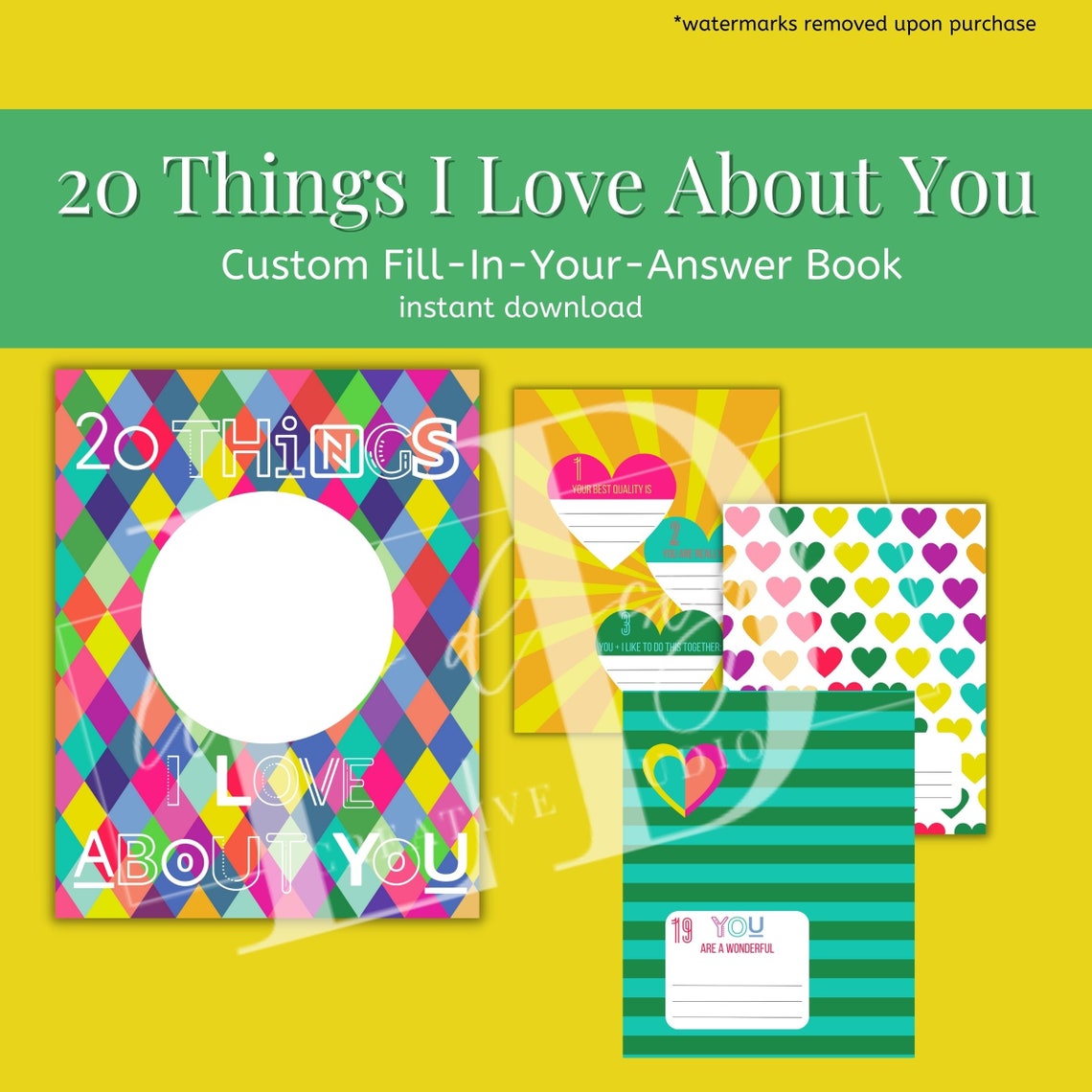 Printable Fillable Book Valentine's Day DIY Book Fill in the Blank Gift ...