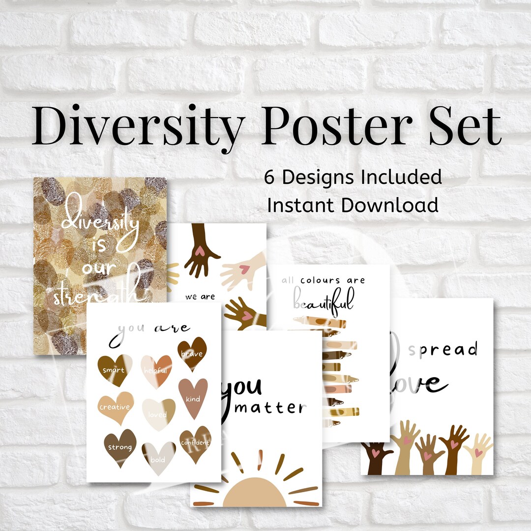 Diversity Posters School Classroom, Daycare, Wall Art Sign, Equality ...