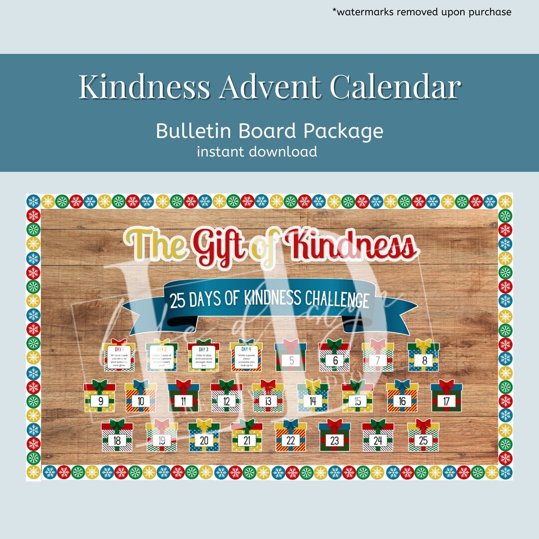 Christmas Bulletin Board Kit 25 Days Kindness December Classroom Door ...