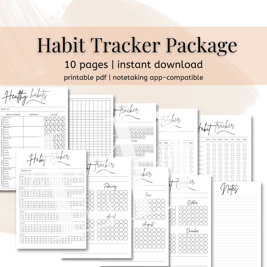 Habit Tracker Printable, Digital Daily Habit Chart, Routine, Digital ...